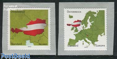 邮票 2012, 奧地利 Inland/Europe 2v with corrected borderlines, 2012 - 收集邮票
